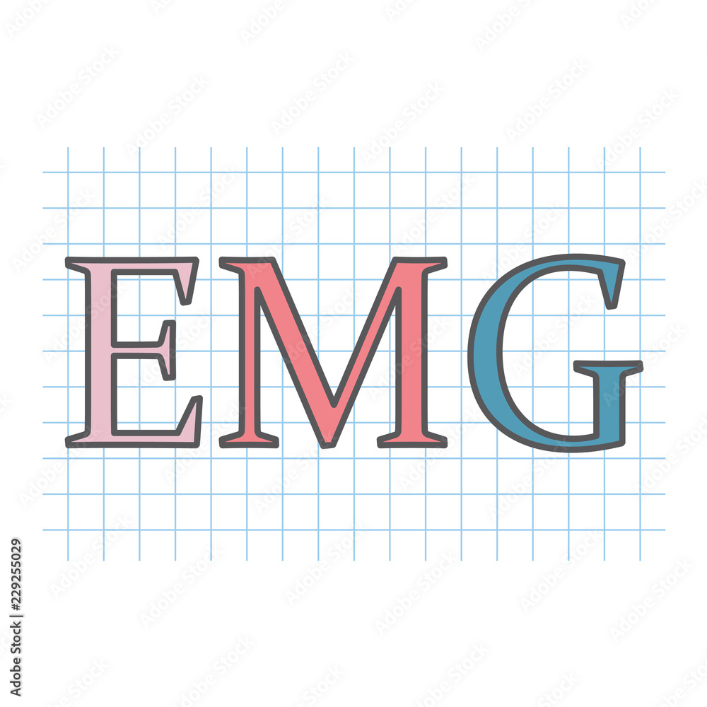 EMG (Electromyography) acronym written on checkered paper sheet- vector ...