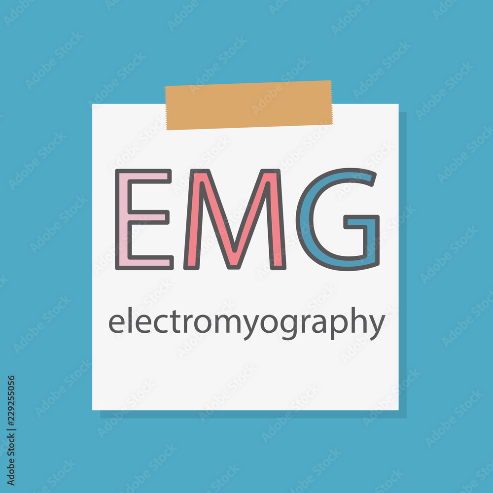 EMG Electromyography written in a notebook paper- vector illustration ...