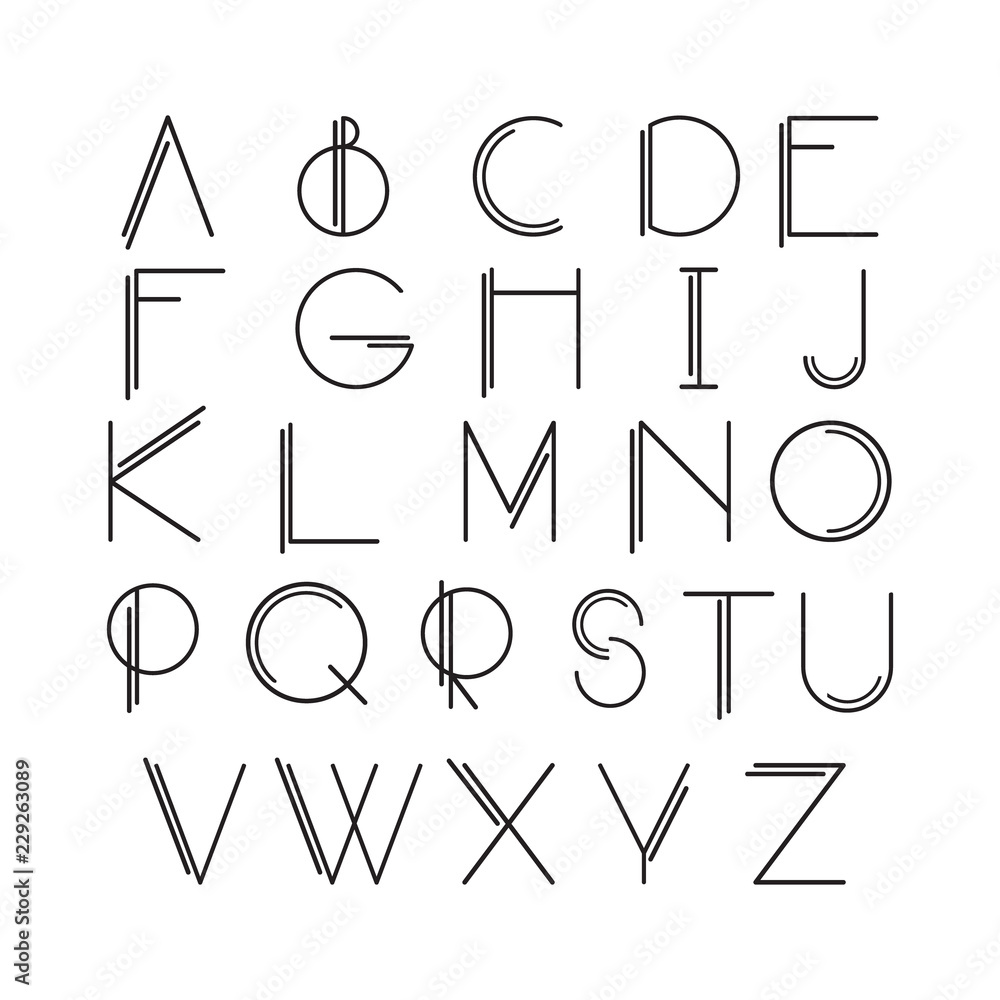 Thin line style, linear modern font, typeface made in minimalistic ...