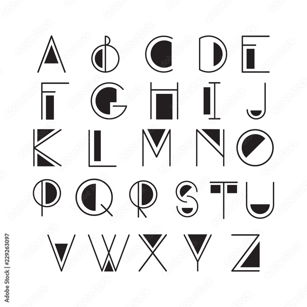 Thin line style, linear modern font, typeface made in minimalistic ...