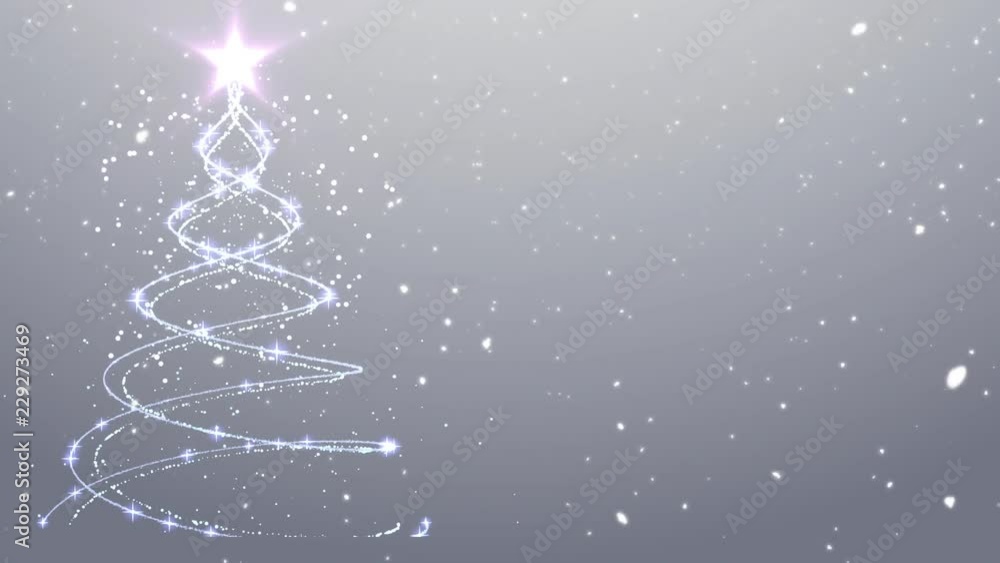 Beautiful White Christmas Tree Animation with Gentle Falling Snow on ...