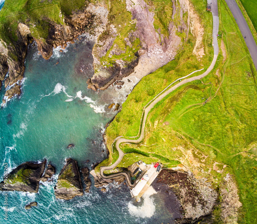 Wonderful view from above over Dunquin Pier Ireland on Dingle Peninsula ...