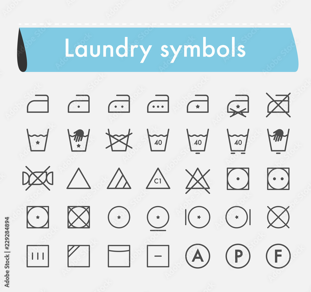 laundry symbols for cloth label.flat design style vector graphic ...