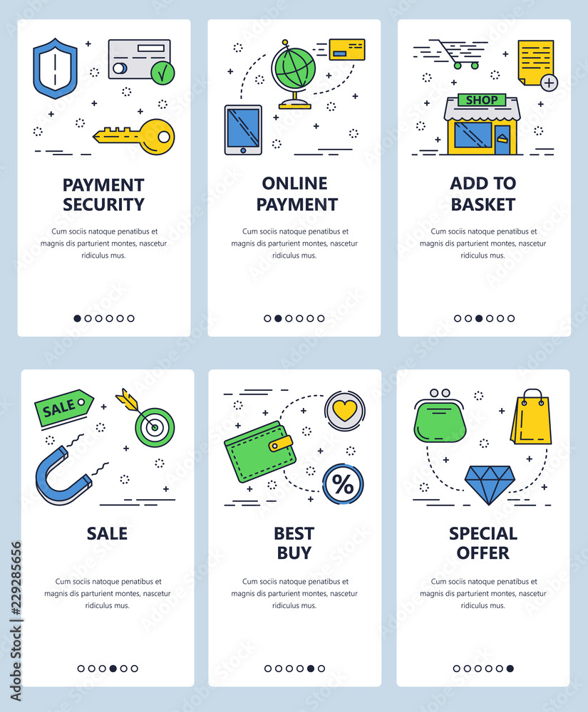 Vector line art web and mobile app template set Stock Vector | Adobe Stock