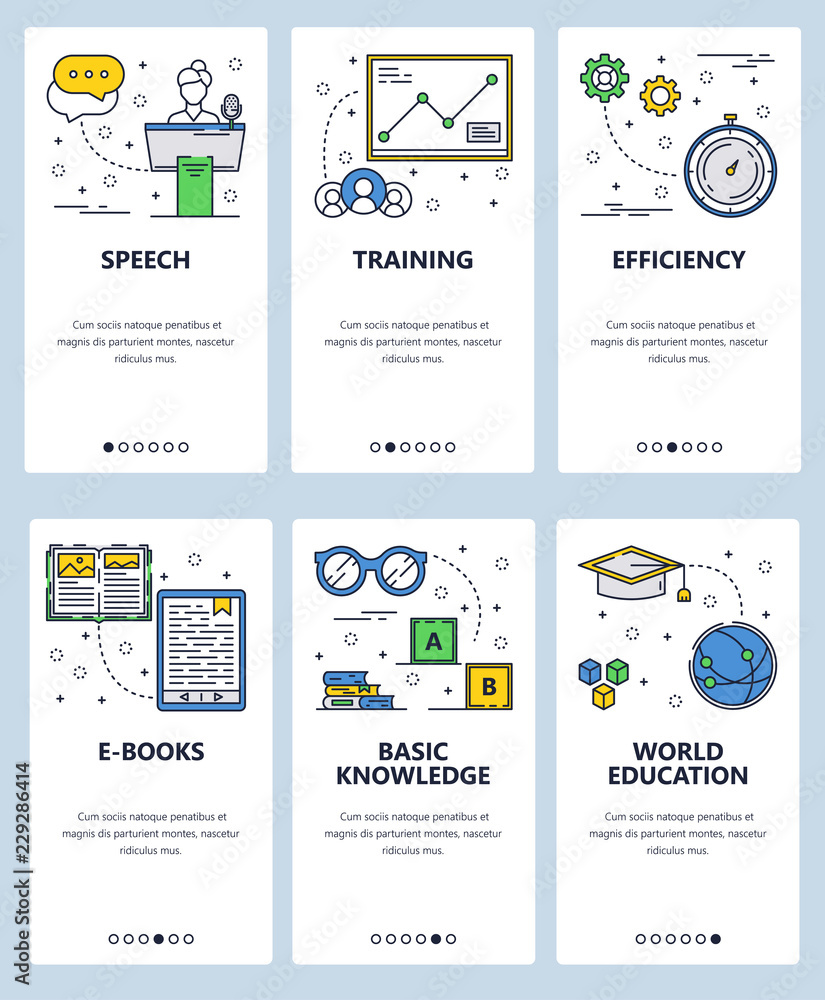 Vector line art web and mobile app template set Stock Vector | Adobe Stock