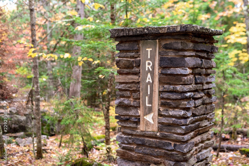 Trail marker sign along the North County Trail in Upper Michigan in ...