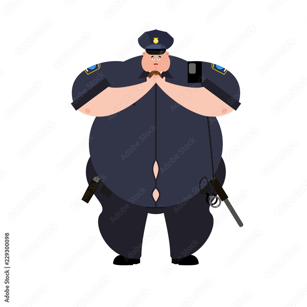Fat Cop. Thick Policeman. Obese Officer Police. Vector illustration ...