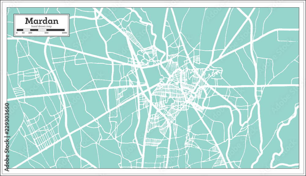 Mardan Pakistan City Map in Retro Style. Outline Map. Stock Vector ...