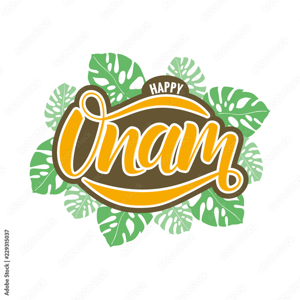 Happy Onam festival typography lettering Stock Vector | Adobe Stock