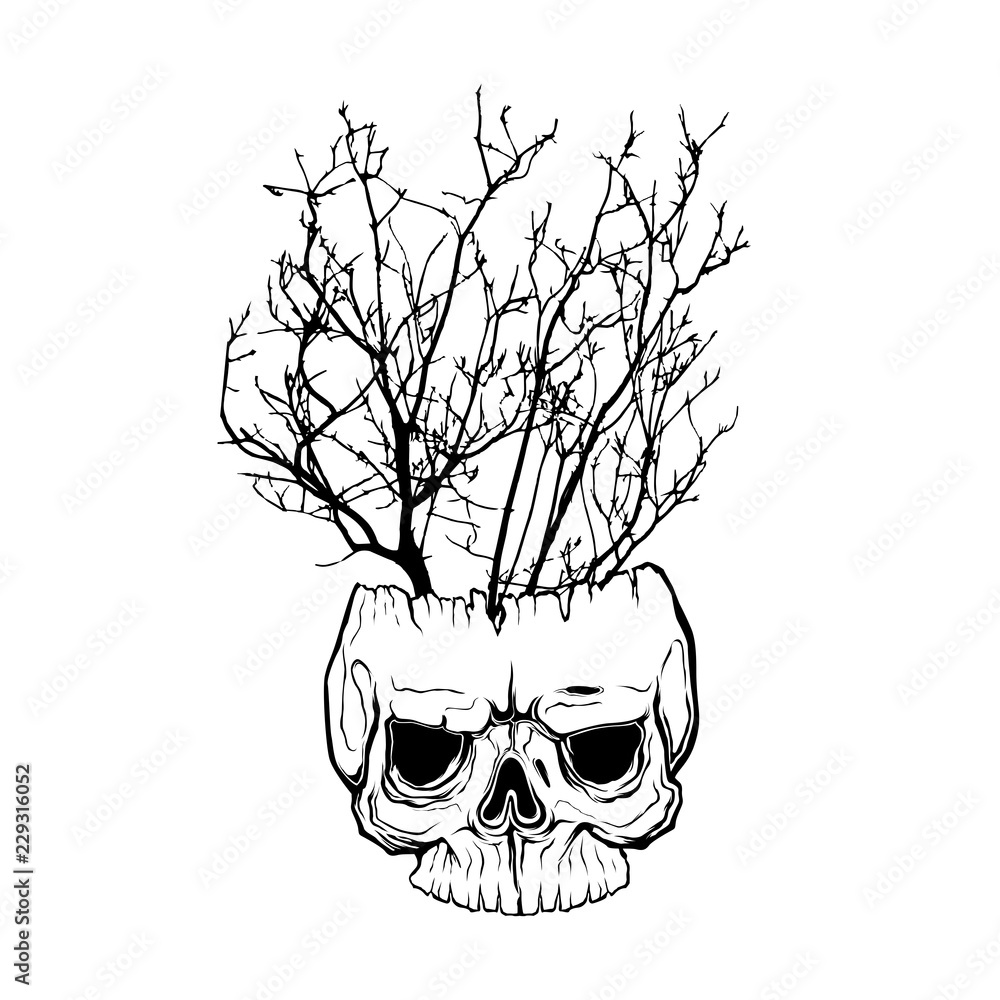 Dead Tree And Skull Drawings