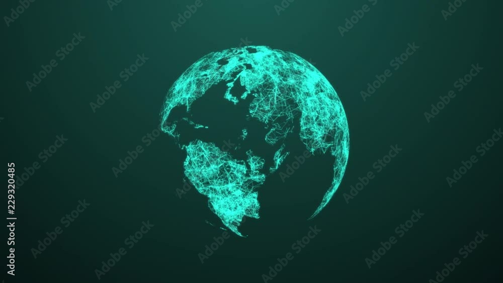 Digital technology planet with continent forming. 3d rendering abstract ...