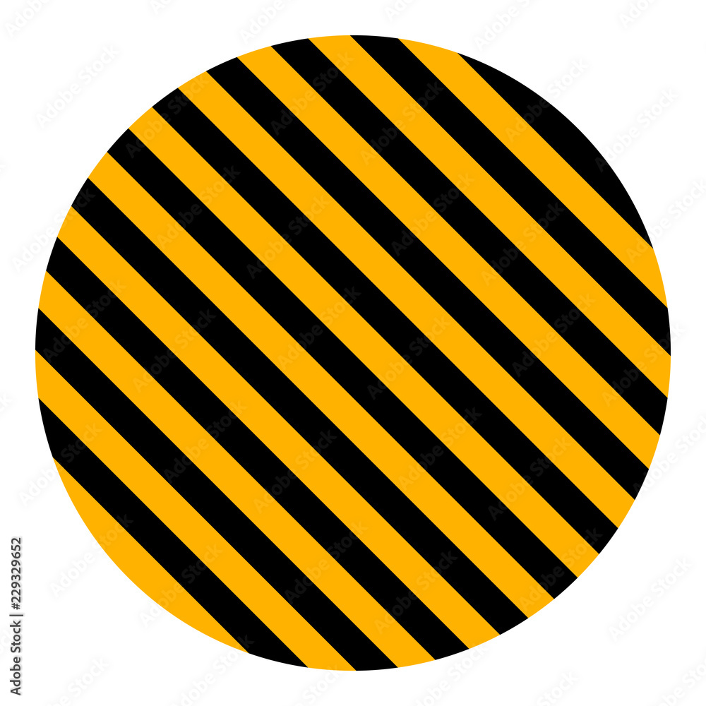 circle yellow and black diagonal stripes, vector safety stripe warning ...