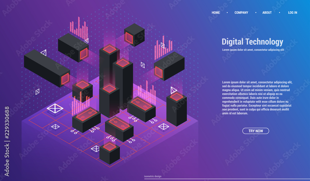Analysis and Investment. Data visualization concept. 3d isometric ...