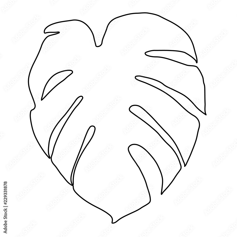 vector, isolated on a white background outline palm leaf Stock Vector ...