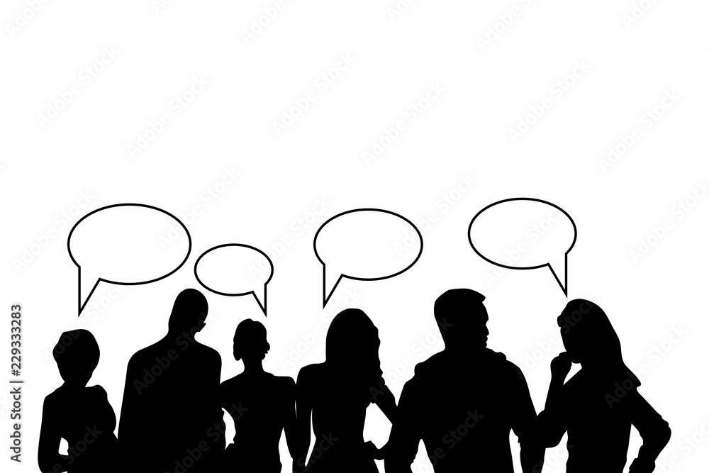 people silhouettes talking illustration Stock Illustration | Adobe Stock