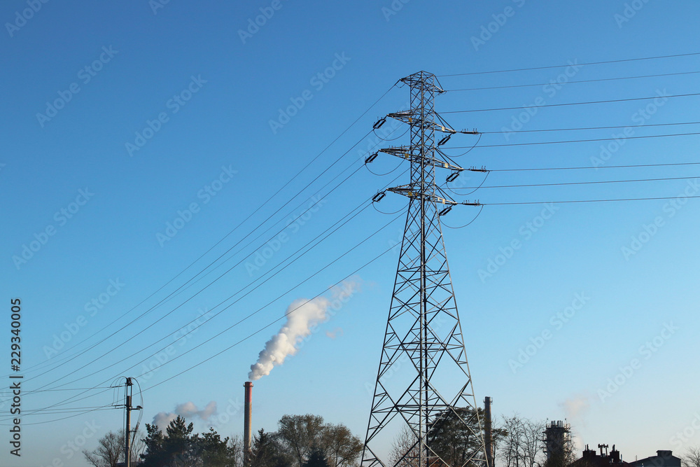 Electrical network of high voltage. Transportation of electricity ...