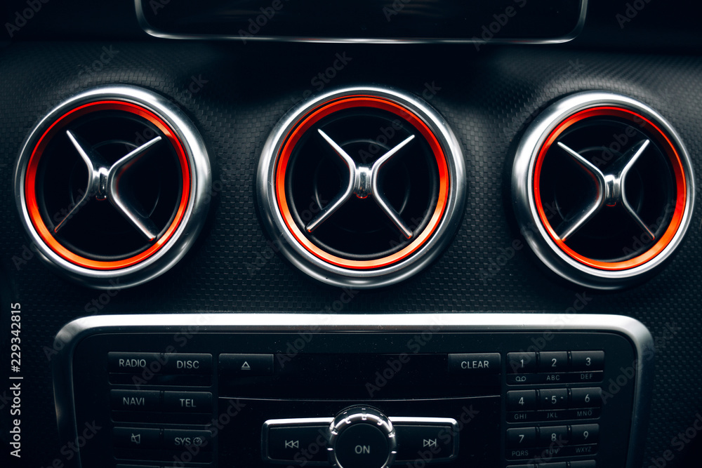 Car air conditioning inlet in modern car. Air flow inside the car Stock ...