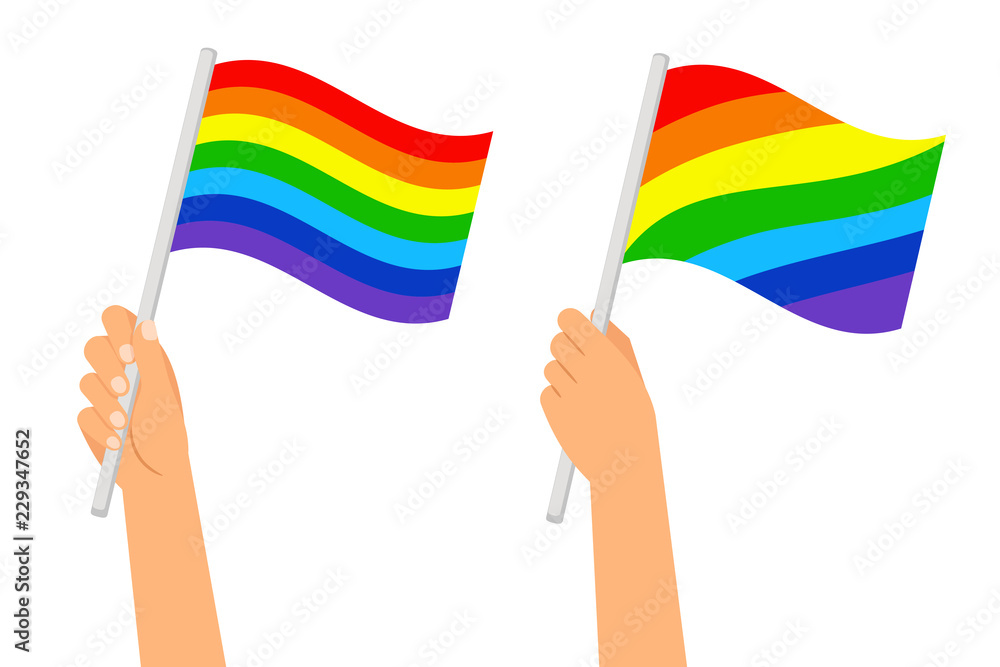 Rainbow Flag In Hand Pride Flag Hand Holding Lgbt Symbol Isolated On