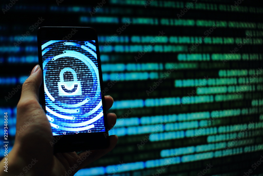 protected in stream of data flow. padlock icon symbolise security and ...