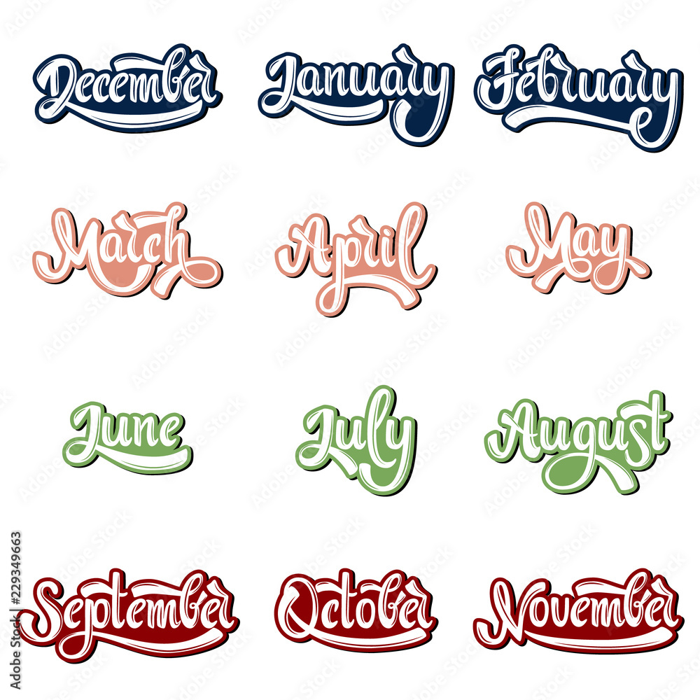 A Set Of Month Names January February March April May June July a-set-of-month-names-january-february-march-april-may-june-july