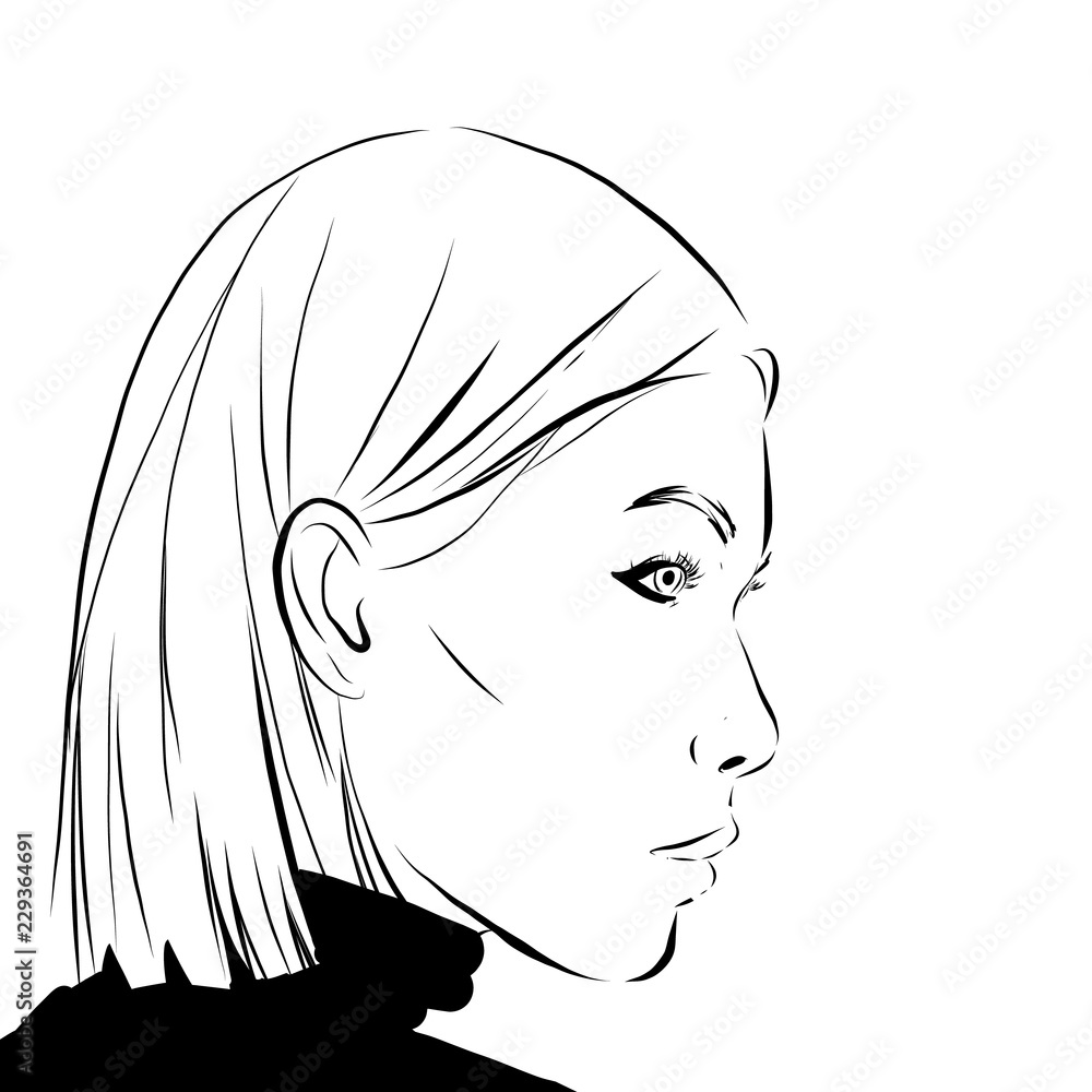 Fashion And Beauty Illustration Beautiful Girl Portrait Bob Hairstyle