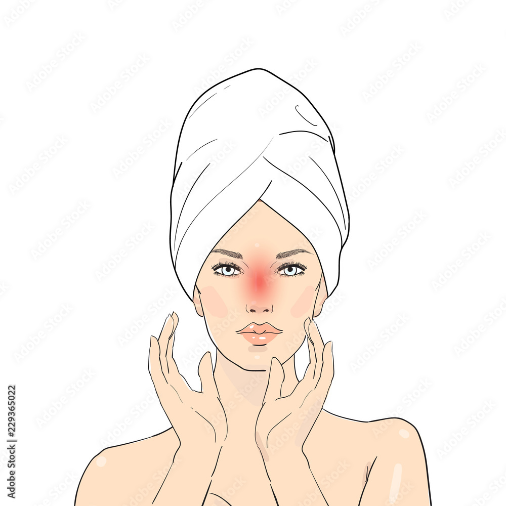 Beauty care illustration. Skin problems solution. Skin layer of woman ...