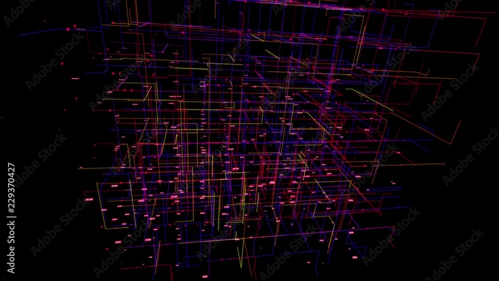Big data visualization. HUD grid corners motion background. Analysis of ...
