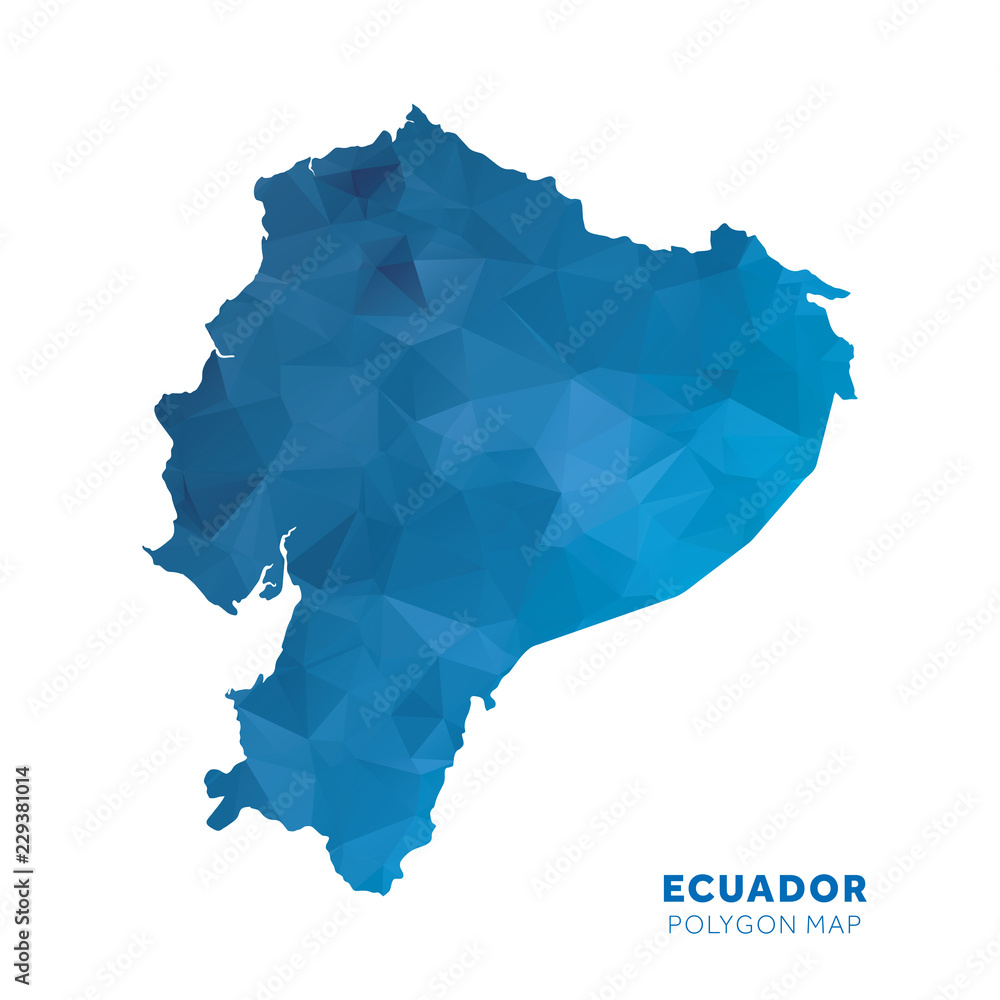 Map of Ecuador. Blue geometric polygon map. Stock Vector | Adobe Stock