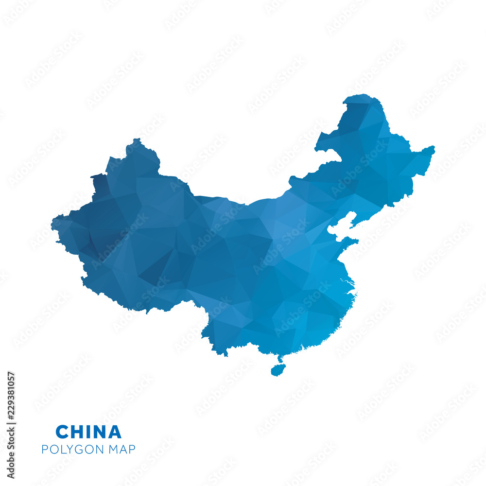 Map of China. Blue geometric polygon map. Stock Vector | Adobe Stock