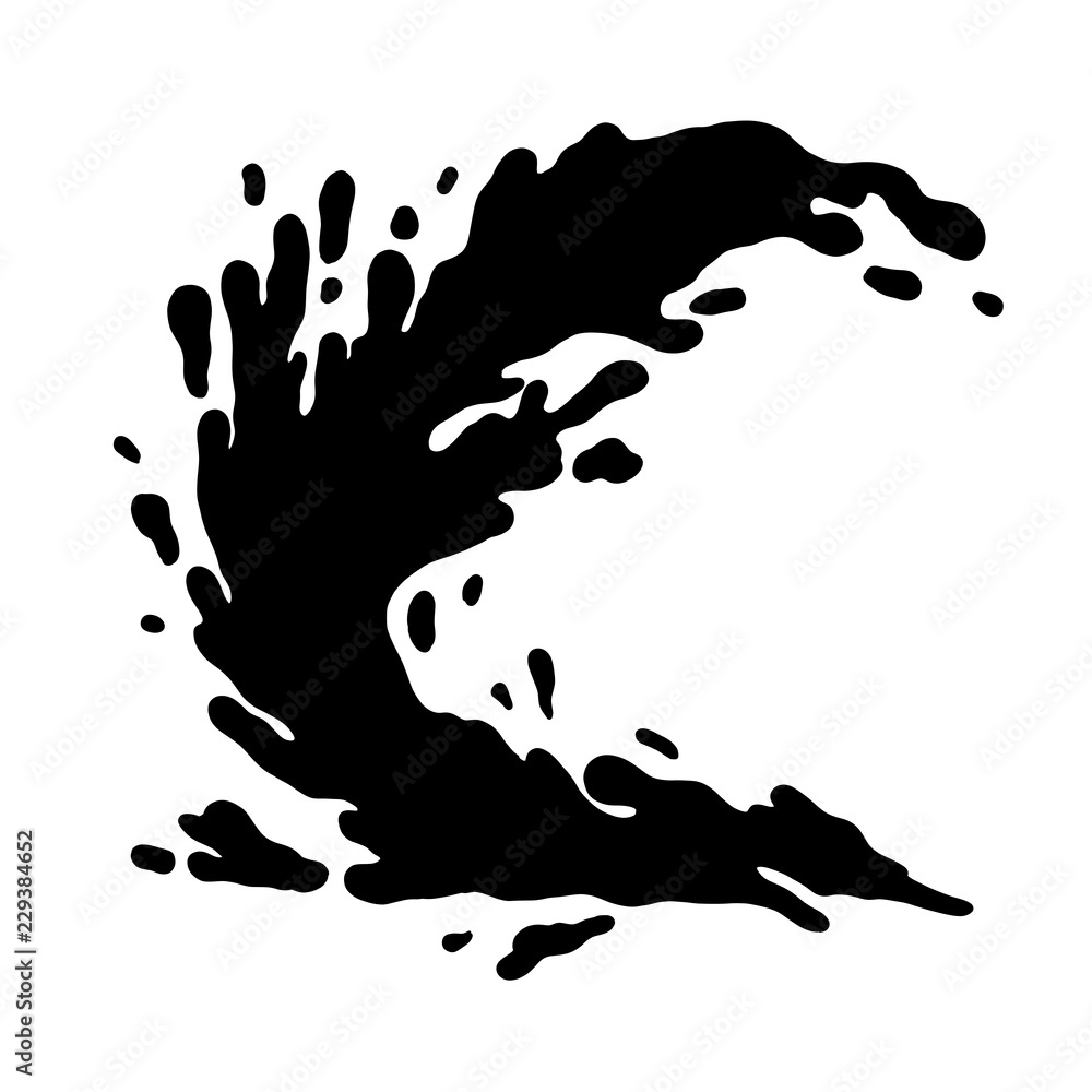 Hand drawn silhouette of water splash, Vector Illustration. Stock ...