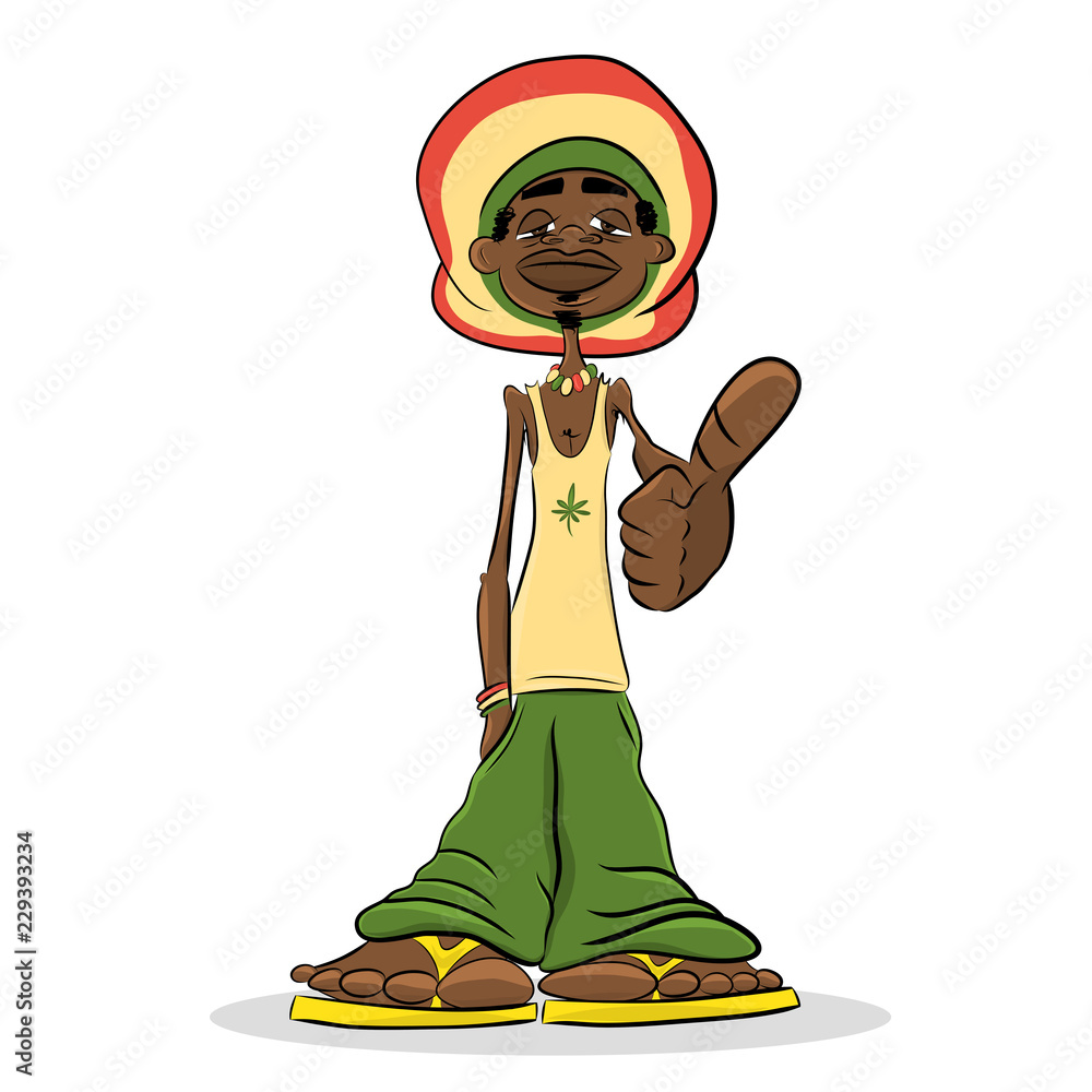 Rastafarian male cartoon character. Jamaican man vector illustration ...