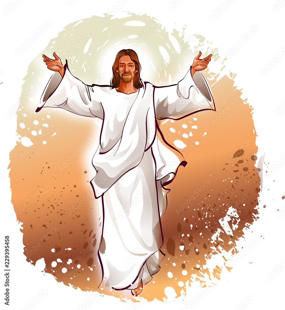 Vecteur Stock Jesus Christ Blessing With His Arms Outstretched Adobe