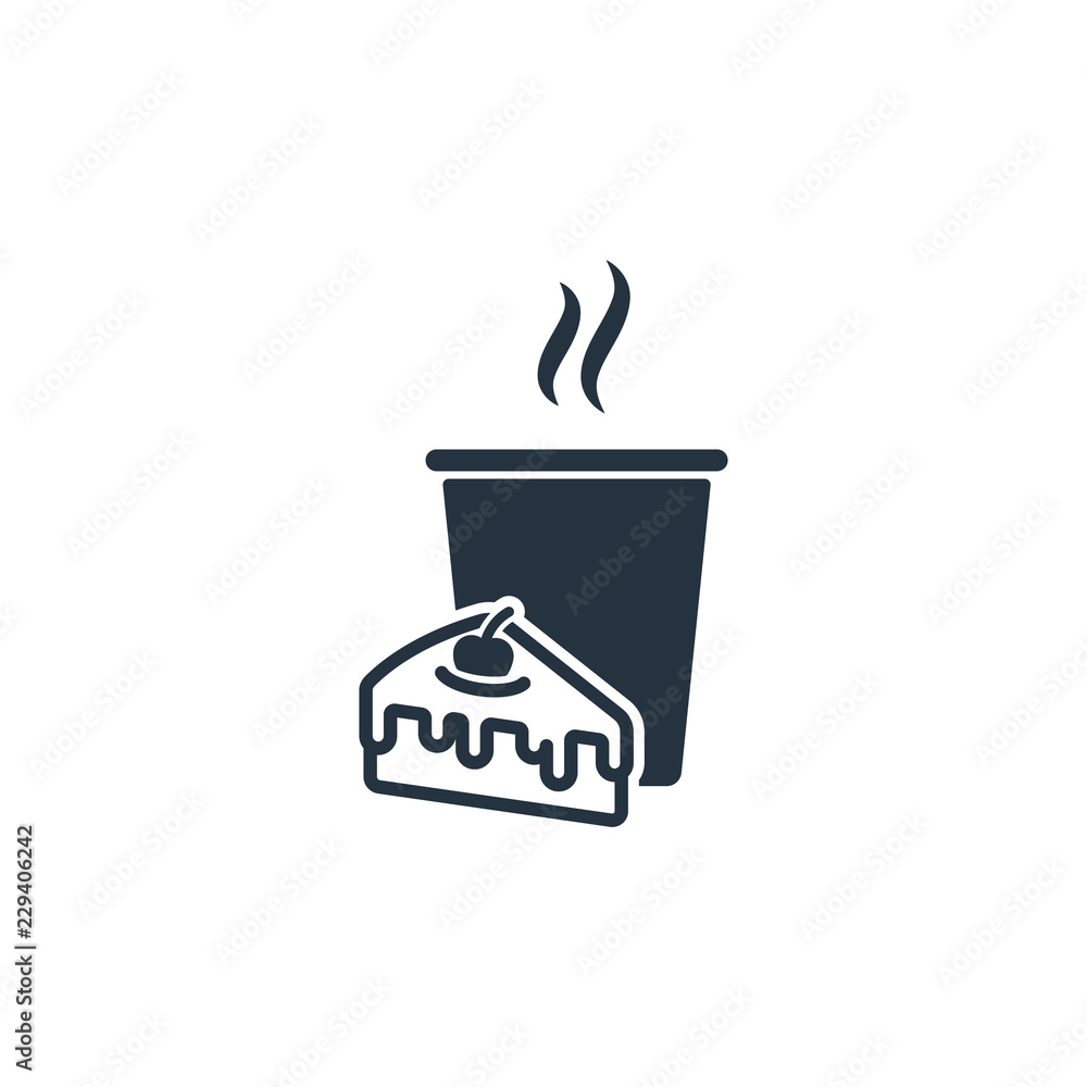 Paper cup with cheesecake isolated flat icon on white background, 400 ...