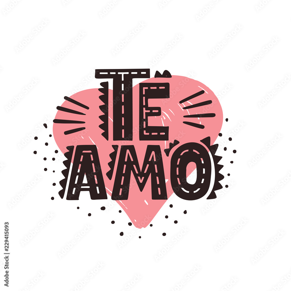 Te Amo - Spanish text - love you. Vector lettering poster Stock Vector ...