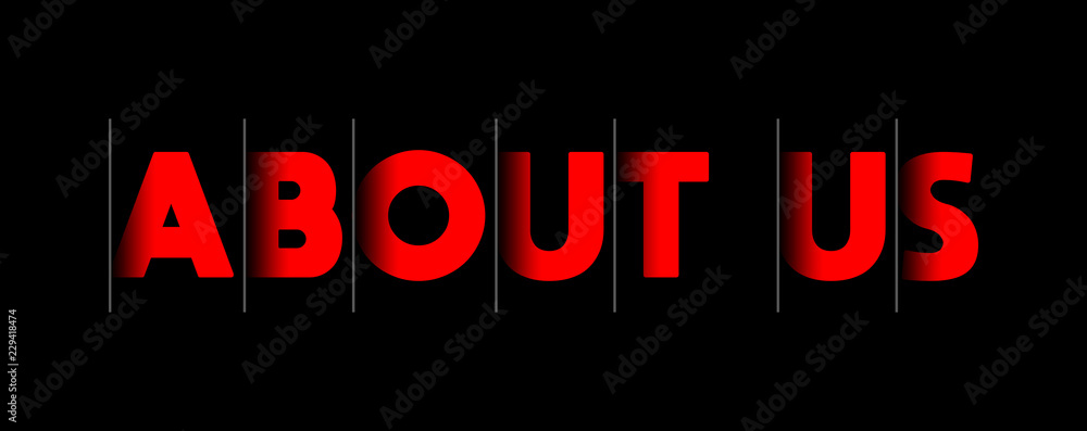 About Us - red text written on black background Stock Illustration ...