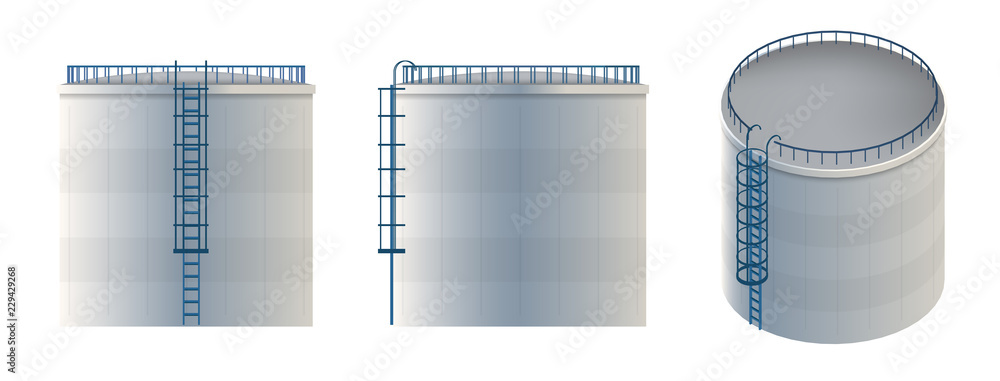Creative vector illustration of water tank, crude oil storage reservoir ...
