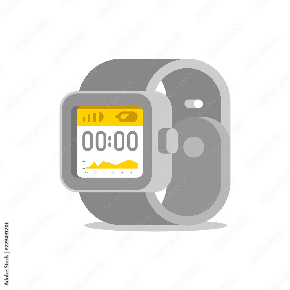 Smartwatch with screen and graphics. Flat design concept. Vector ...