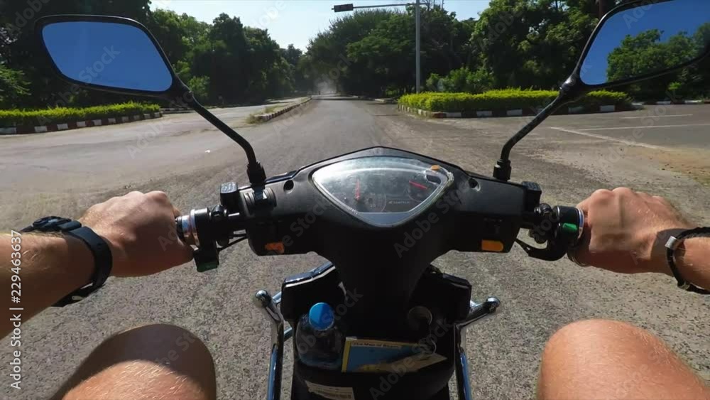 Male Riding Electric Scooter POV Stock Video | Adobe Stock