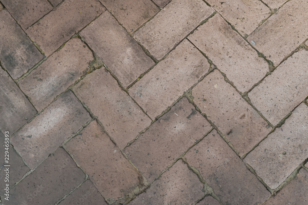 Dark brown stone wall texture, Pattern herringbone, Top view of bricks ...