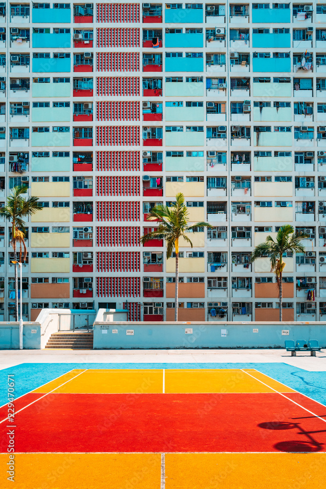 Colorful Pastel Badminton Court with windows Background. Stock Photo ...