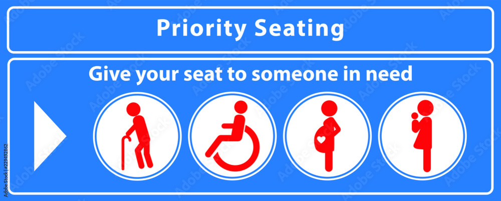 Priority seat sticker. using in public transportation, like bus, train ...