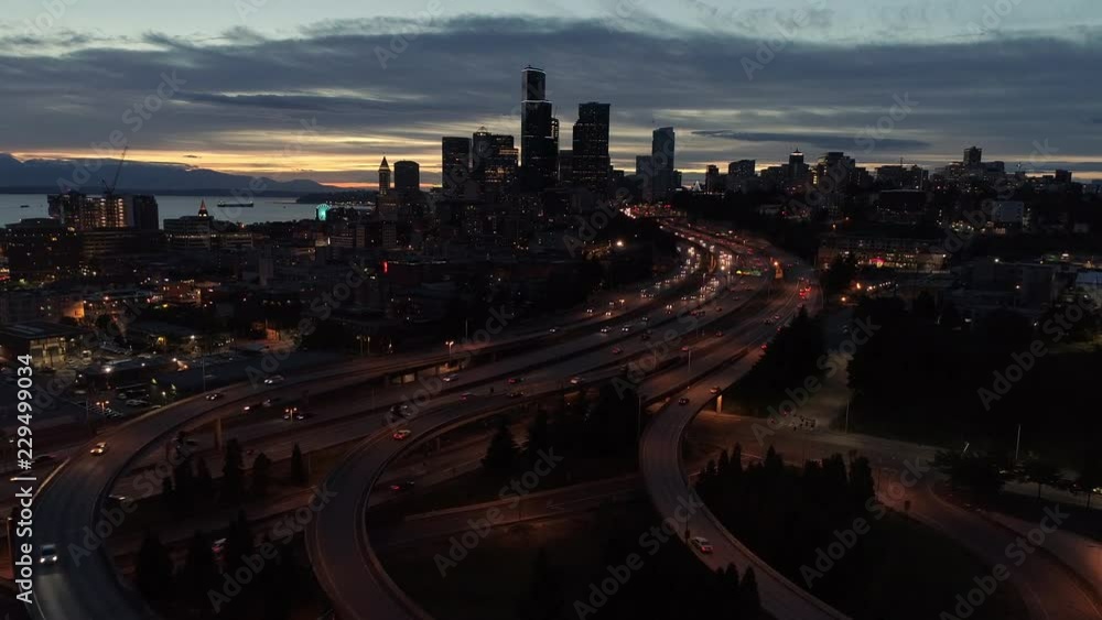 Busy City Aerial Hyperlapse of Cars Driving by Skyline Stock Video ...
