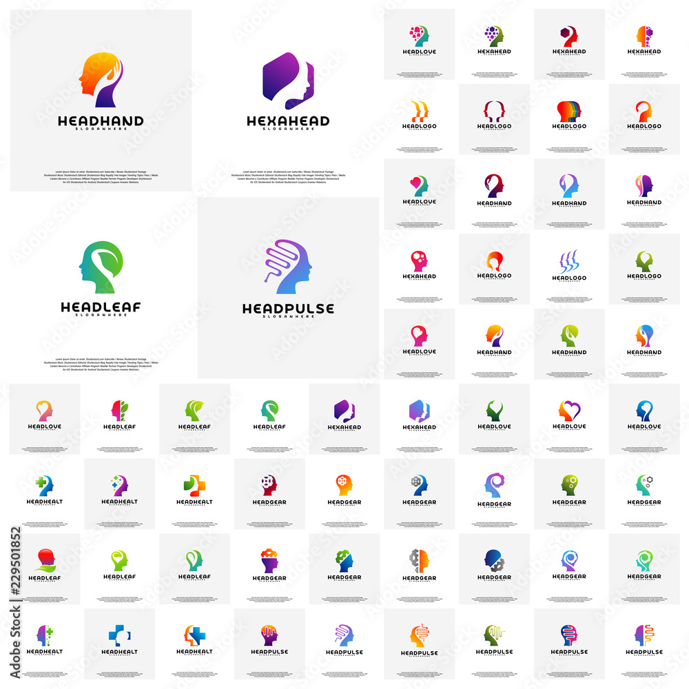 Collection of Head intelligence logo designs concept vector, Head Tech ...