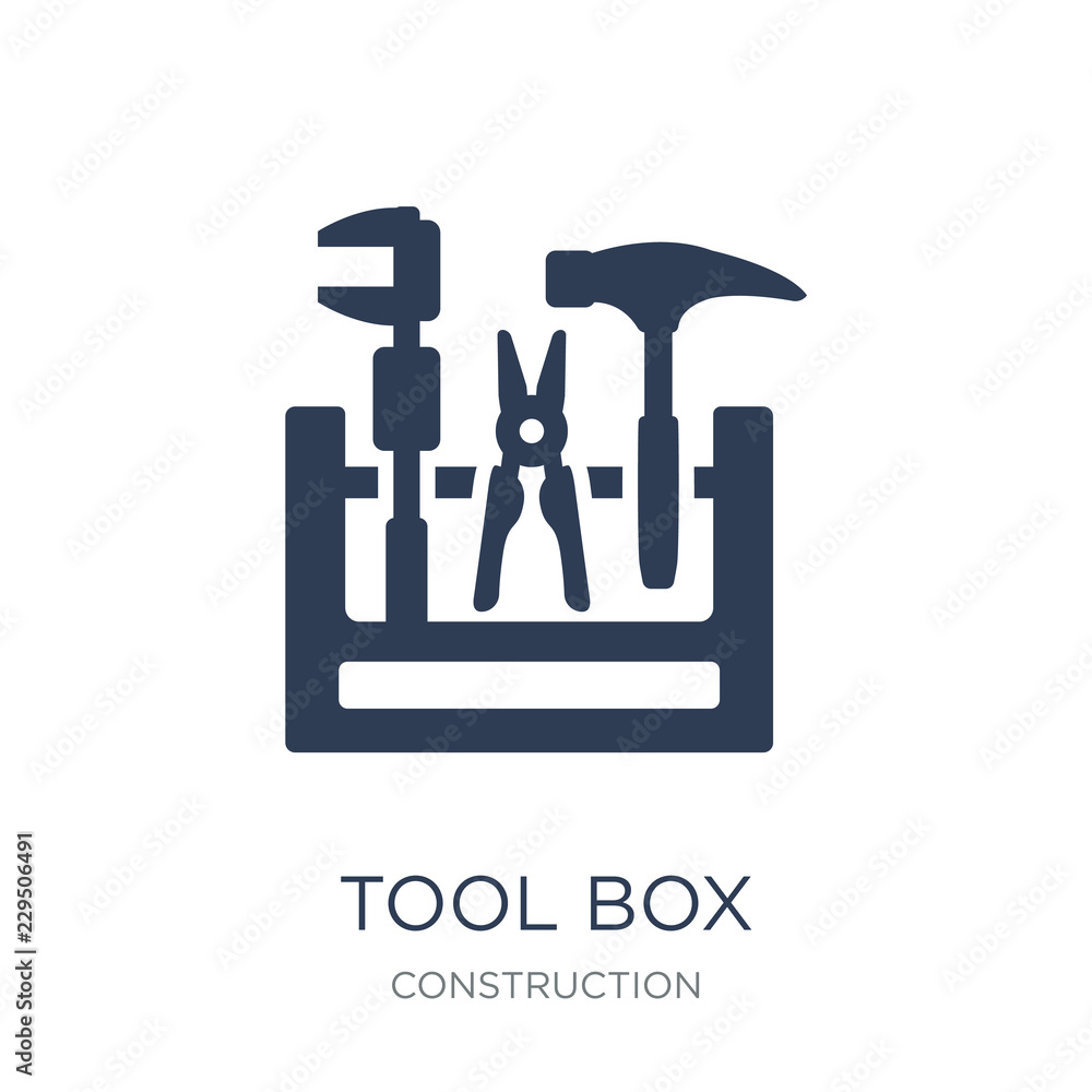 Tool box icon. Trendy flat vector Tool box icon on white background ...