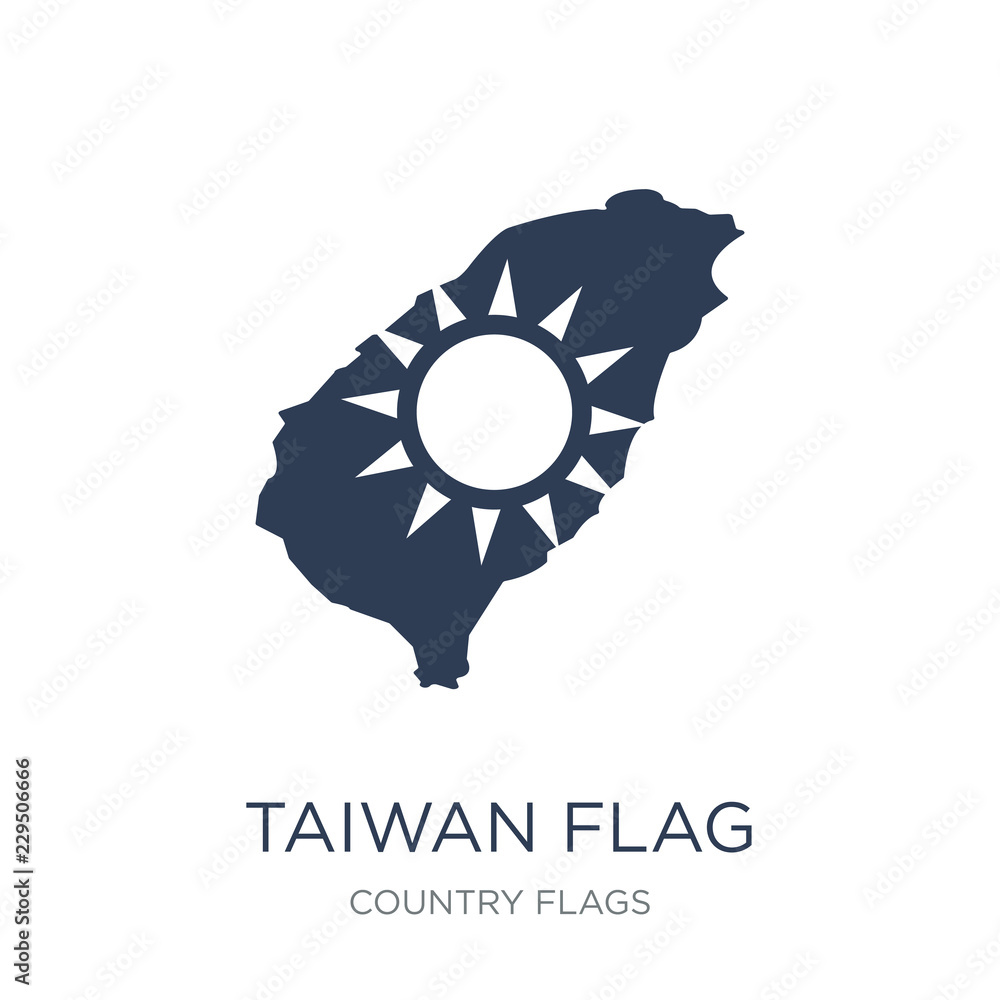 Taiwan flag icon. Trendy flat vector Taiwan flag icon on white ...
