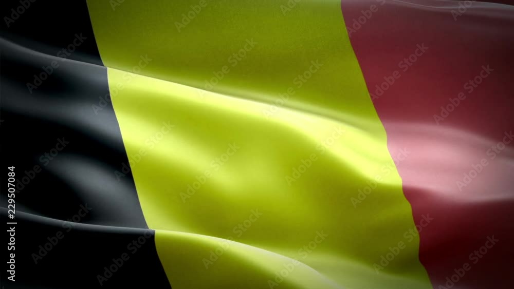Belgium flag video waving in wind. Realistic Belgian Flag background ...