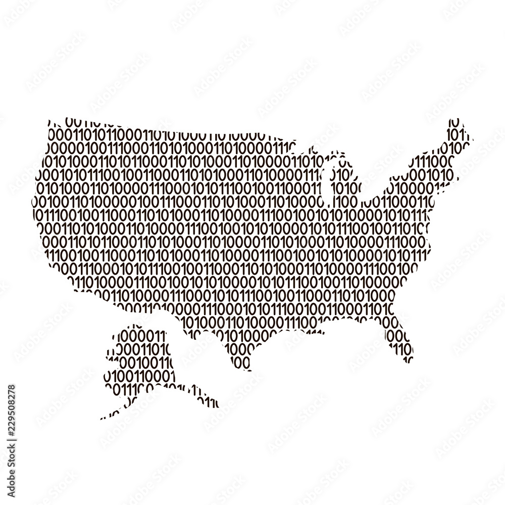 United States of America map abstract schematic from black ones and ...