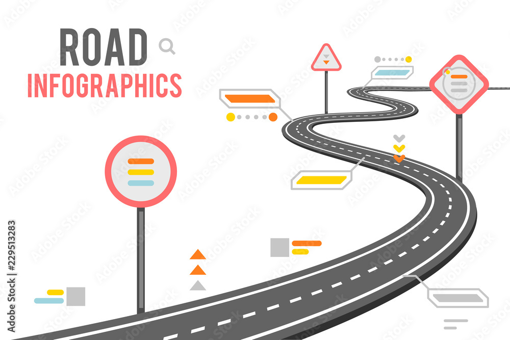 Road way infographics signs design vector illustration Stock Vector ...