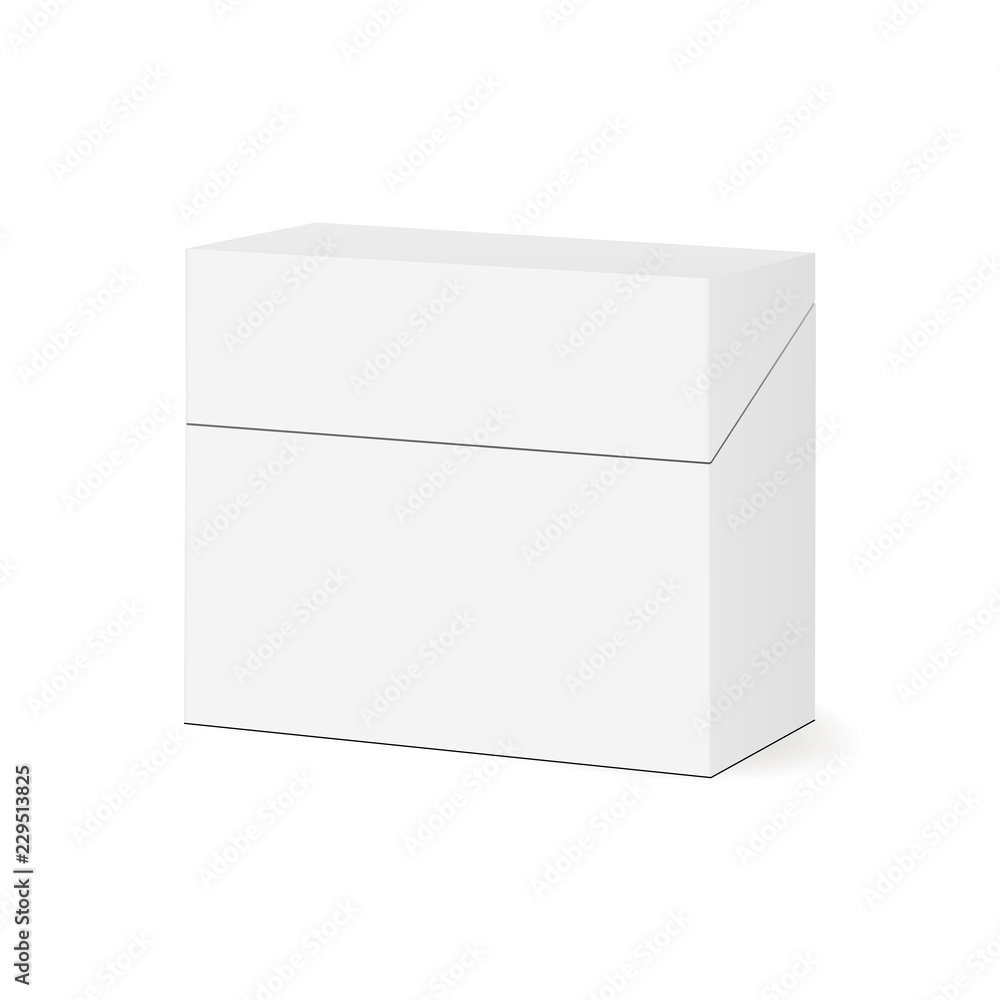 Tea box mockup isolated on white background - half side view. Vector ...