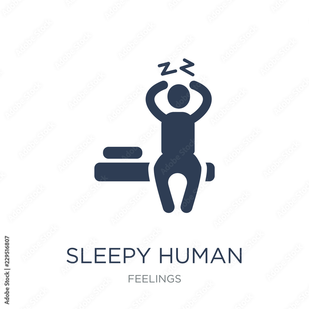 sleepy human icon. Trendy flat vector sleepy human icon on white ...